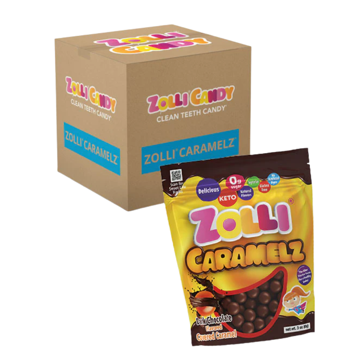 Zolli Dark Chocolate Caramelz 3oz - 24ct – I Got Your Candy