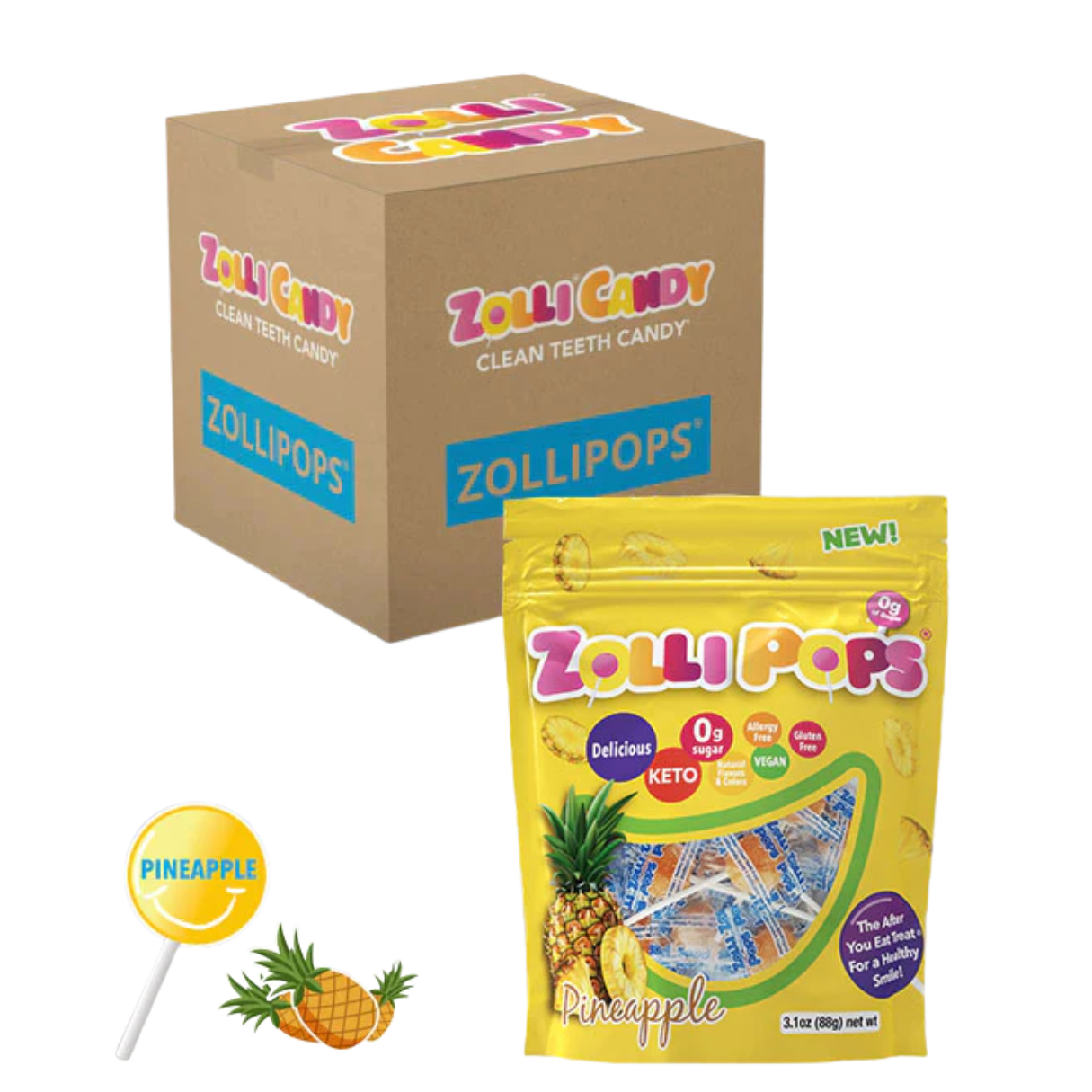 Zollipops Pineapple 3.1oz - 24ct – I Got Your Candy