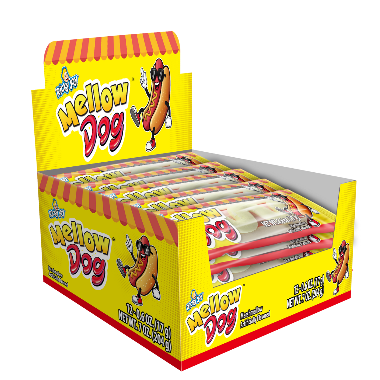 Ricky Joy Hot Dog Mellow Box 17g - 96ct – I Got Your Candy
