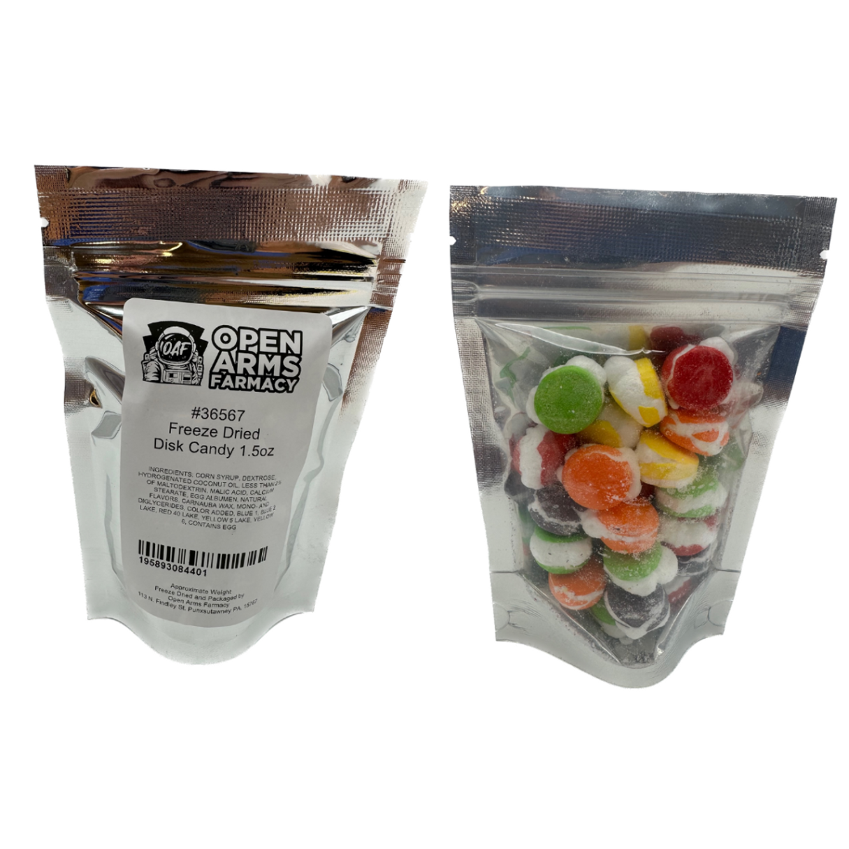 Open Arms Farmacy Freeze Dried Disc Candies 1.5oz - 12ct – I Got Your Candy