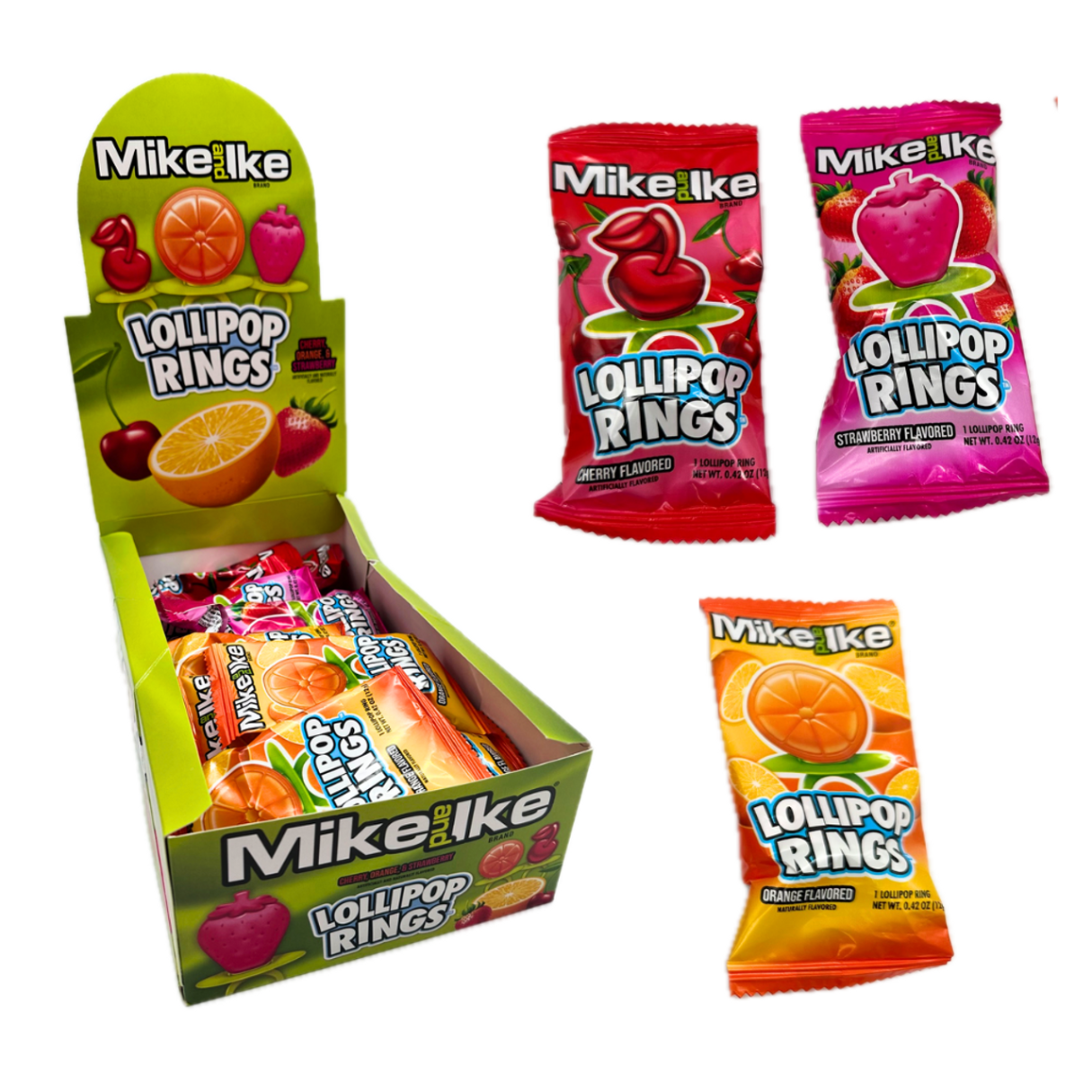Mike and Ike Lollipop Rings Ring Pops 0.42oz - 24ct – I Got Your Candy