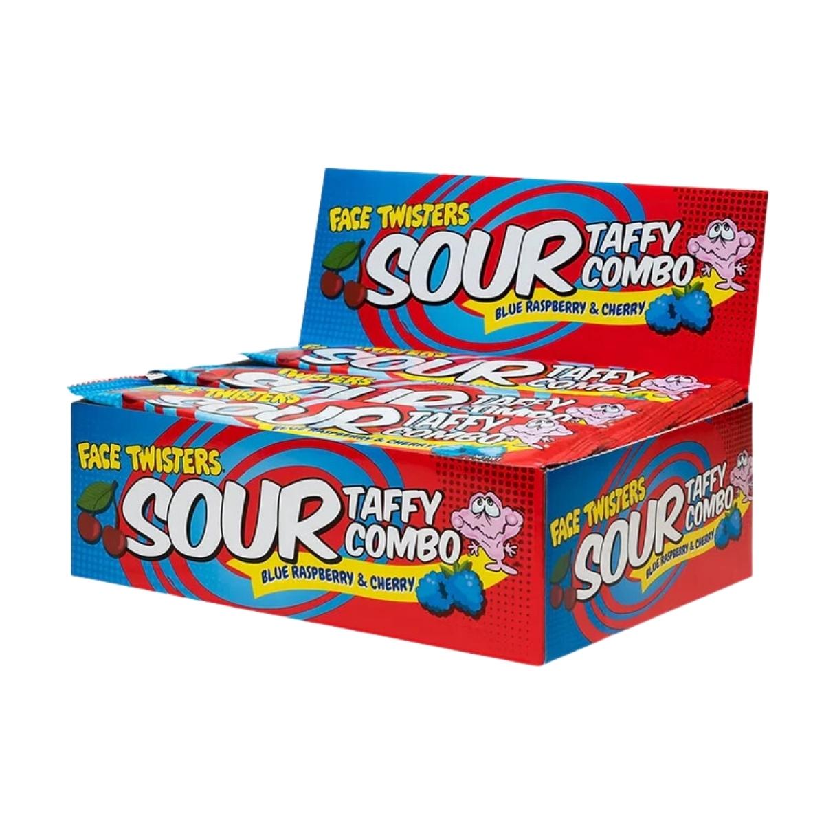 Face Twisters Sour Taffy Combo Blue Raspberry & Cherry Bar 1.4oz - 48c ...