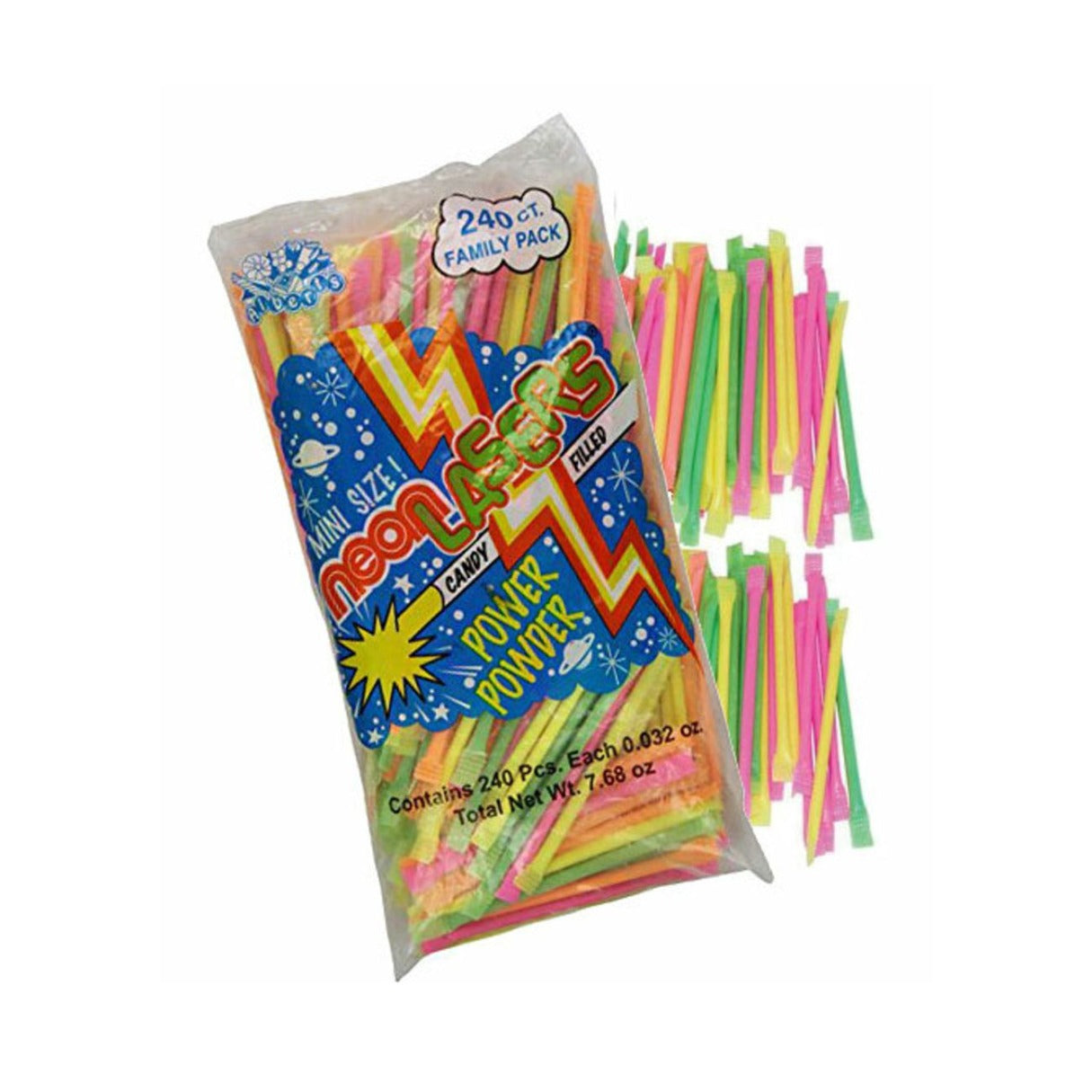 Albert's Mini Neon Laser Powder Straws 7.68oz- 3ct – I Got Your Candy