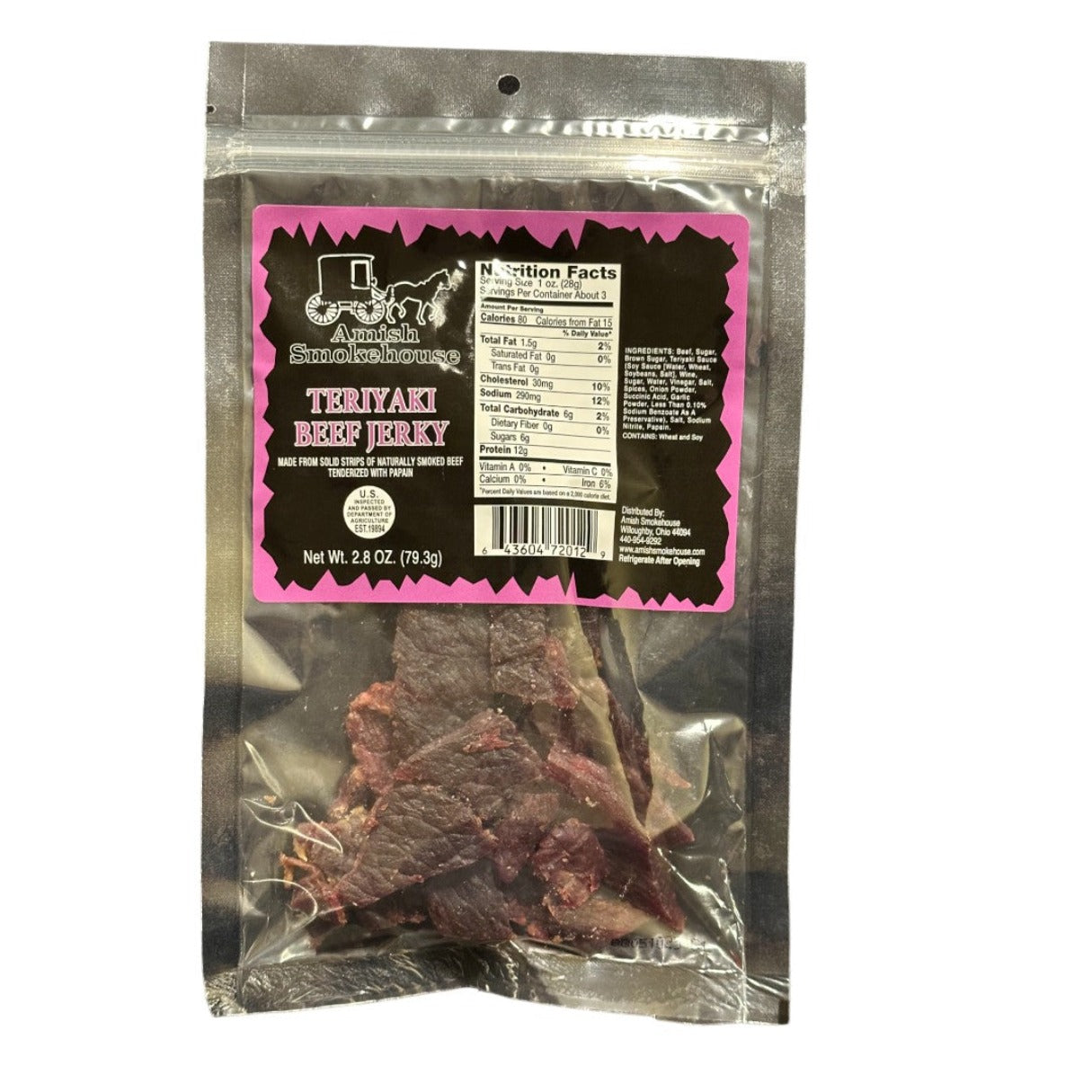 Amish Smokehouse Beef Jerky Teriyaki 2.8oz - 12ct – I Got Your Candy