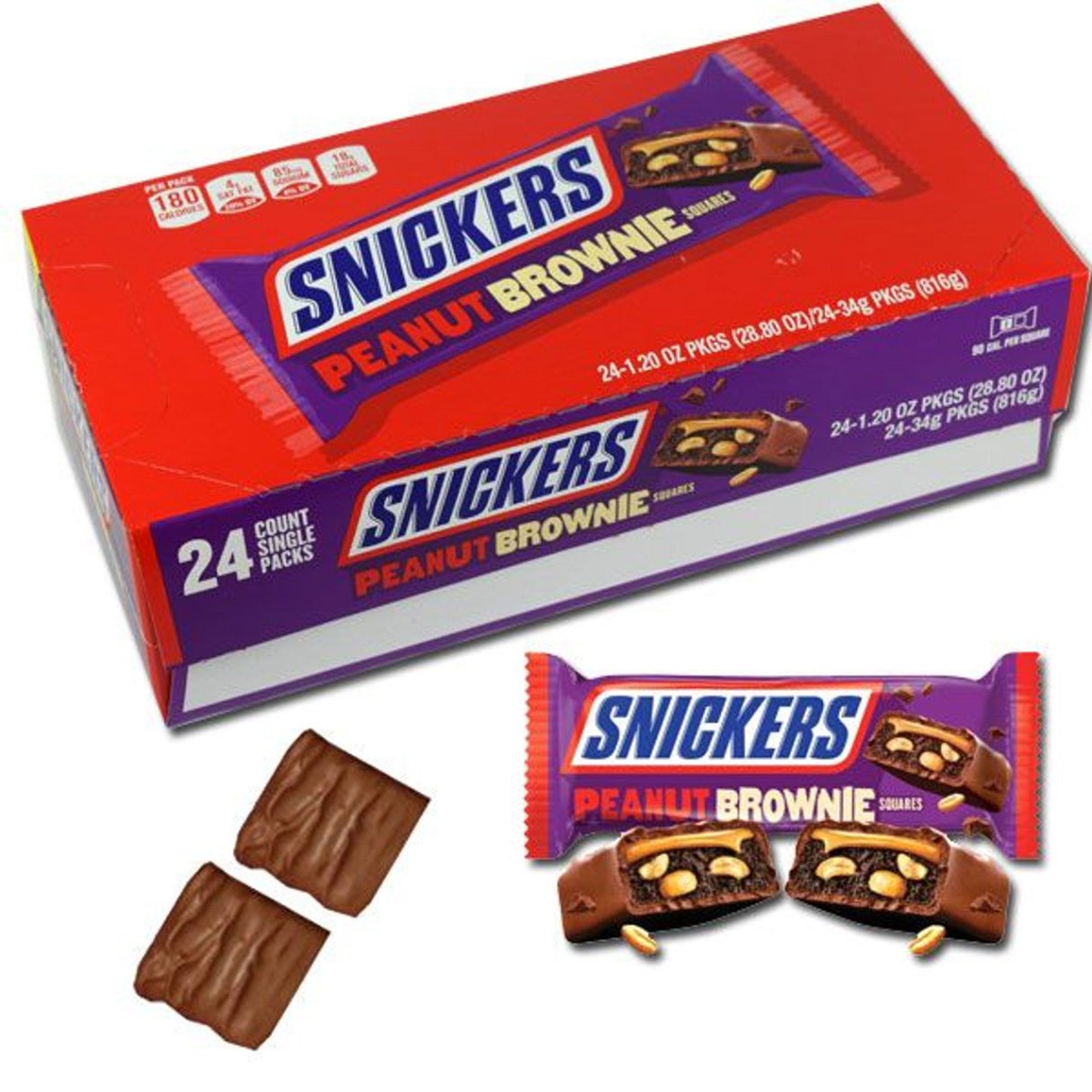 Snickers Peanut Brownie 1.2oz - 24ct – I Got Your Candy