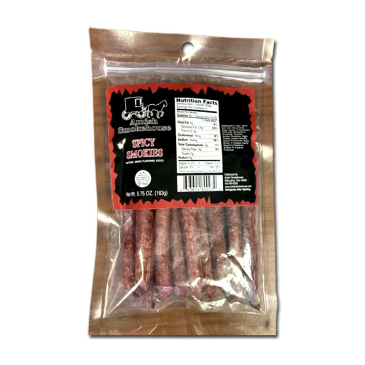 Amish Smokehouse Beef Jerky Spicy Smokies 5.75oz - 12ct – I Got Your Candy
