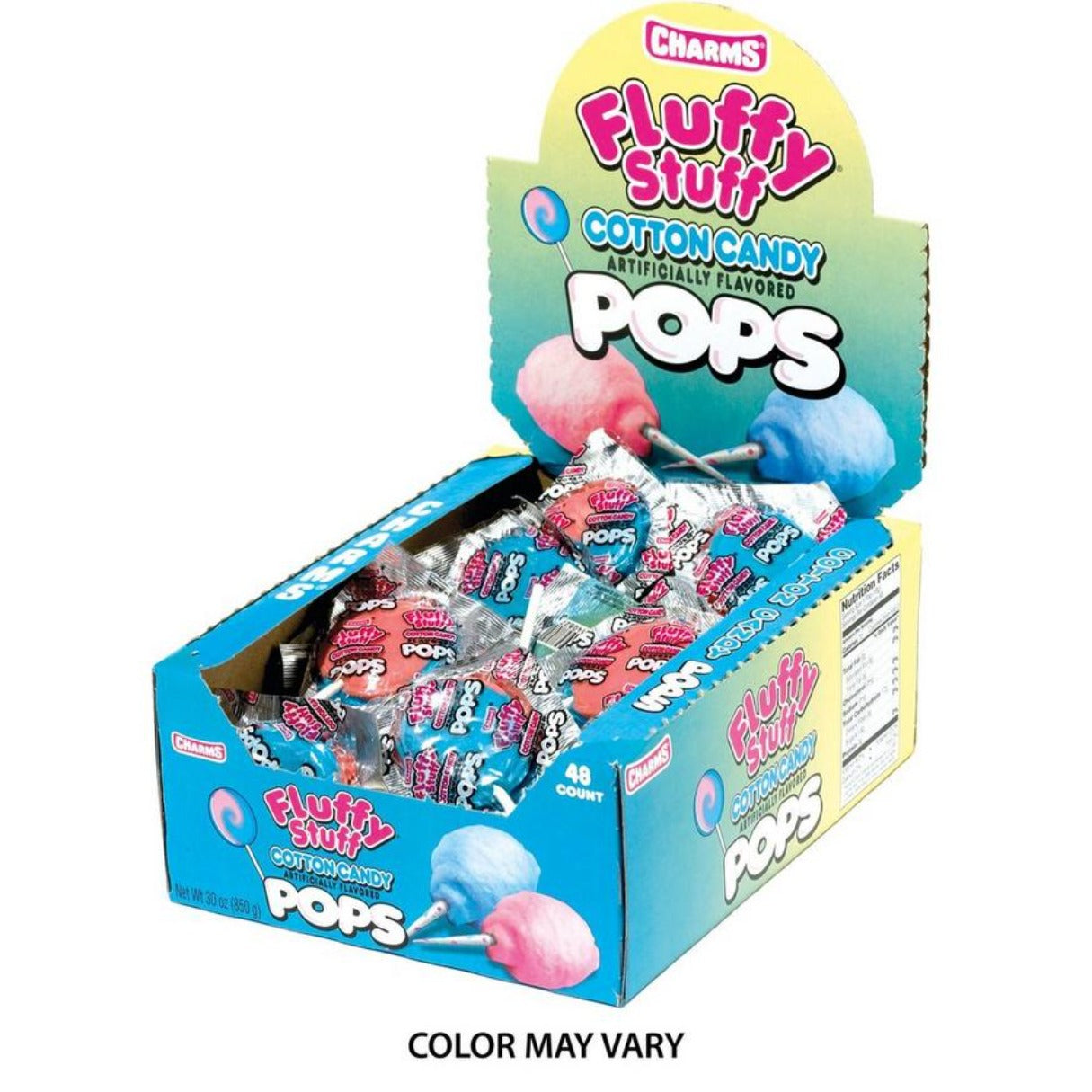 Charms Fluffy Stuff Cotton Candy Lollipops .63oz - 48ct – I Got Your Candy