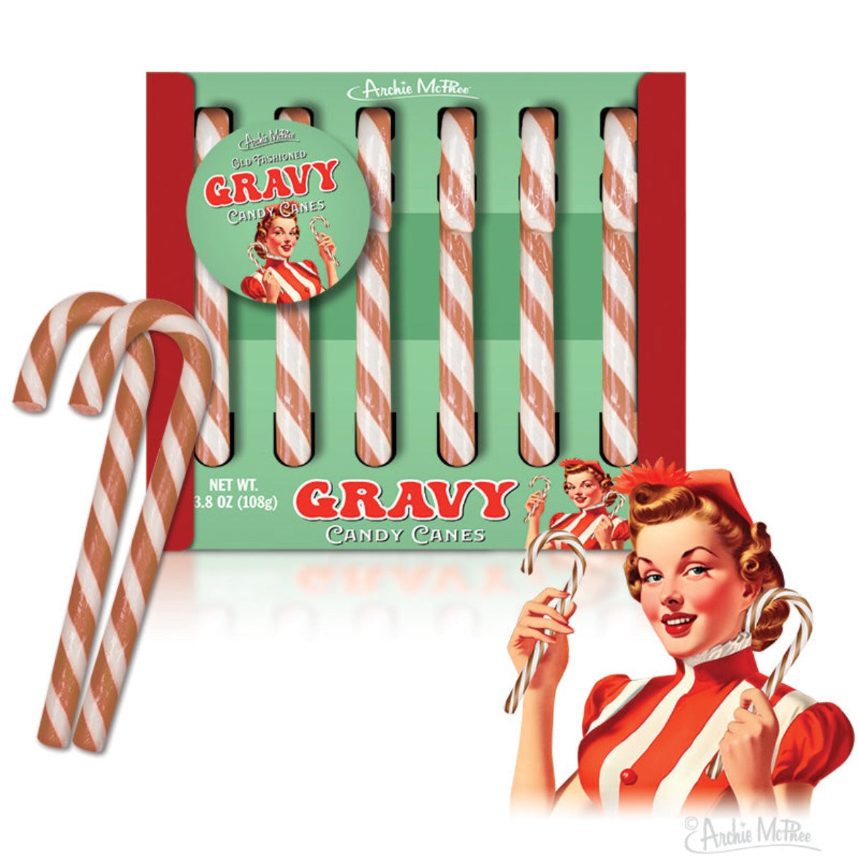Archie McPhee Old Fashioned Gravy Flavored Candy Canes 3.8oz - 12ct – I ...