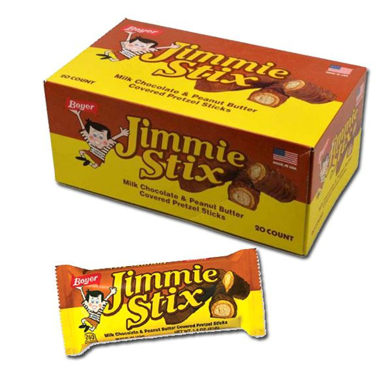 Boyer Jimmie Stix Candy Bars 1.8oz - 20ct – I Got Your Candy