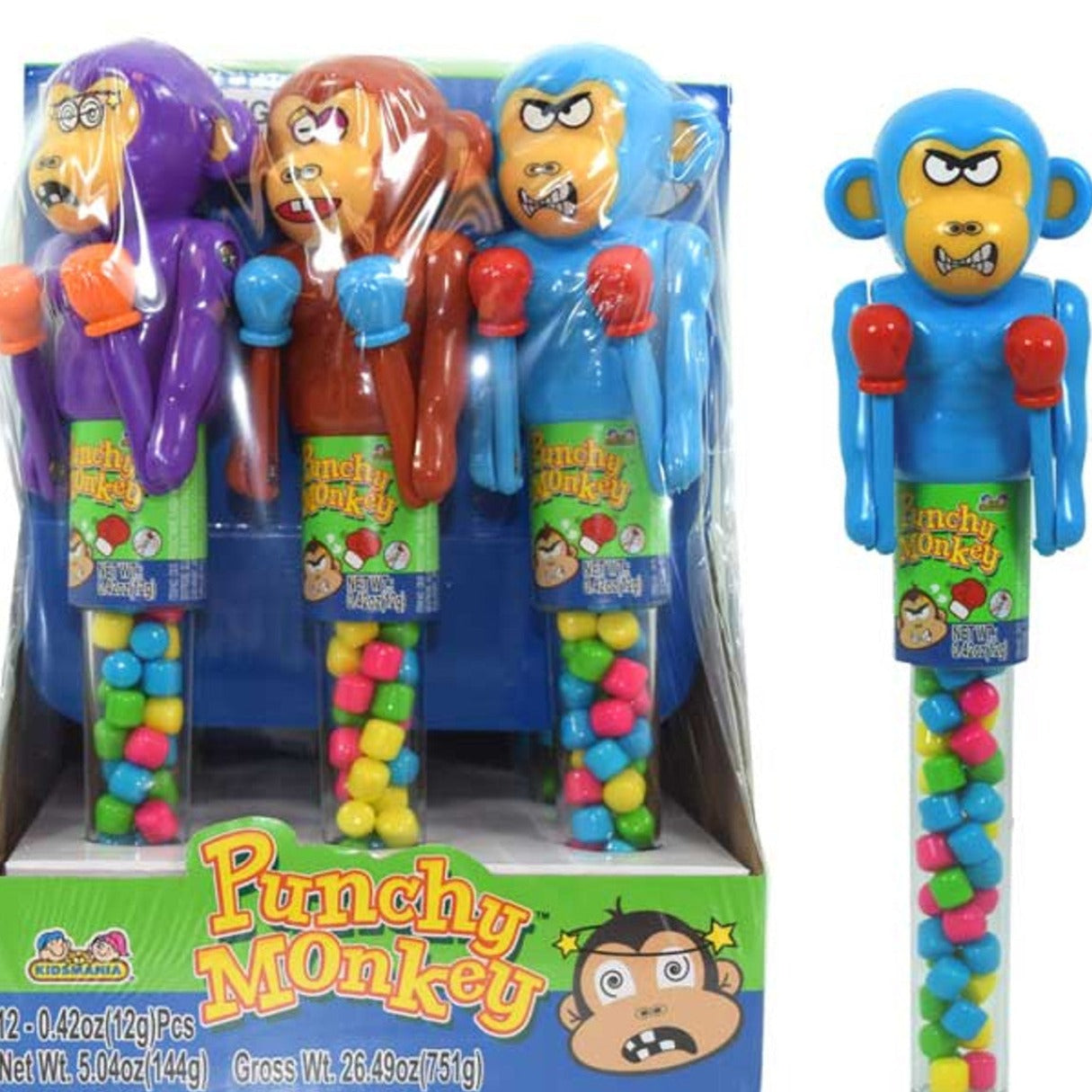Kidsmania Punchy Monkey Toy With Candy .42oz - 12ct – I Got Your Candy