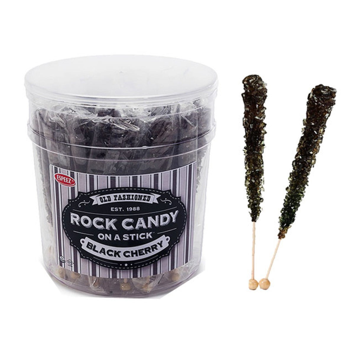 Espeez Rock Candy Sticks Black Cherry Jar 0.8oz - 36ct – I Got Your Candy