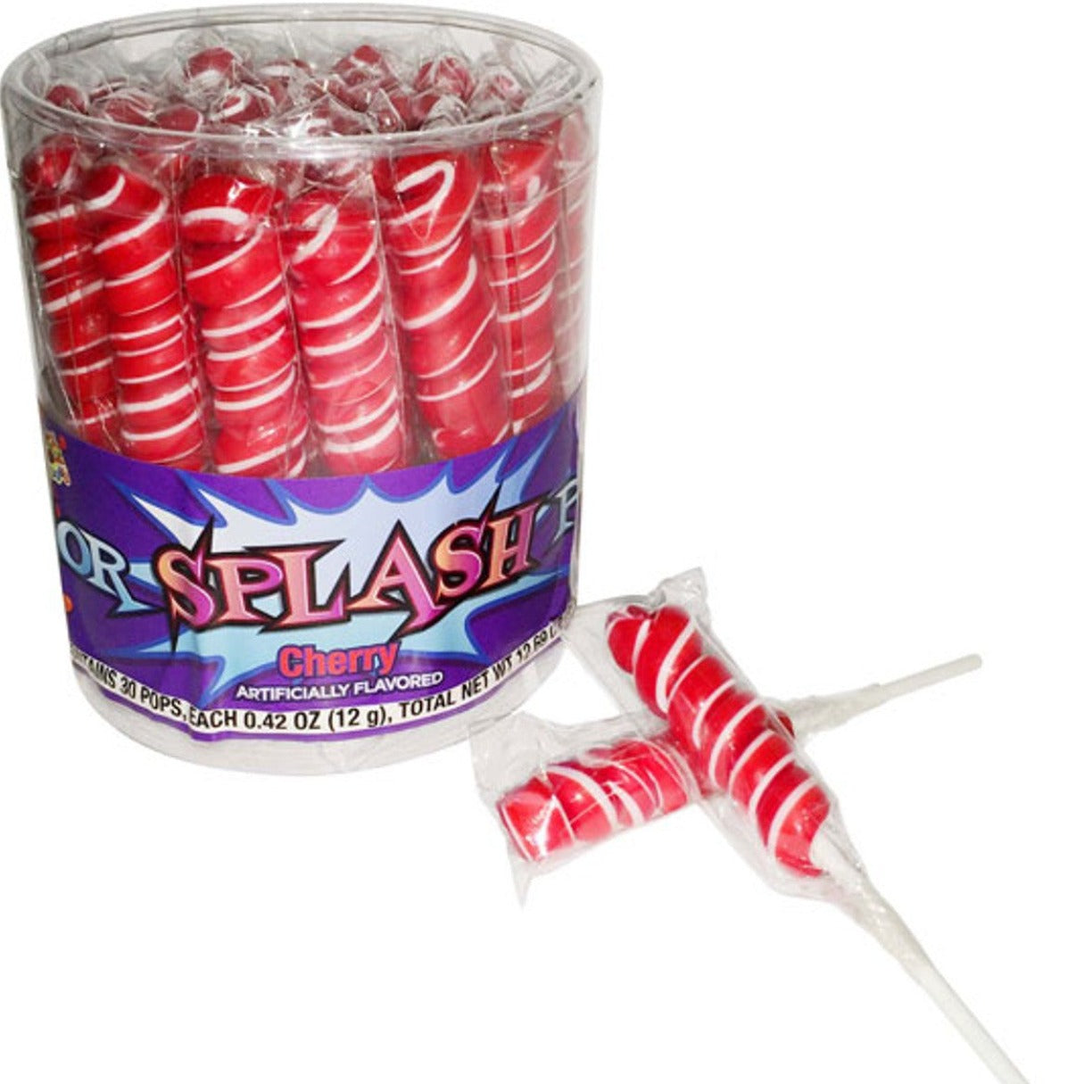 Albert's Splash Cherry Swirl Lollipops.42oz - 30ct – I Got Your Candy