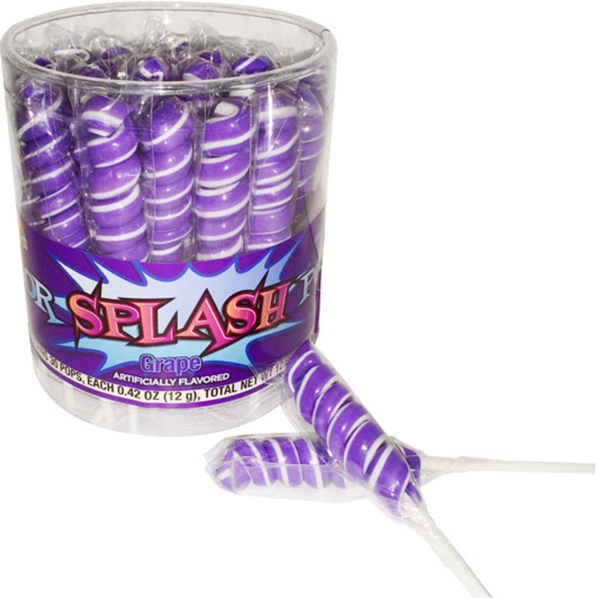 Albert's Splash Grape Swirl Lollipops .42oz - 30ct – I Got Your Candy